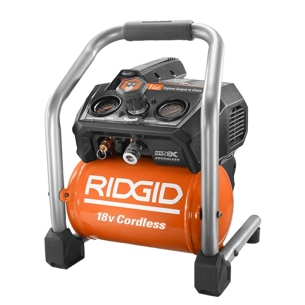 RIDGID 18-Volt Cordless Brushless 1 Gal. Portable Air Compressor (Tool ...