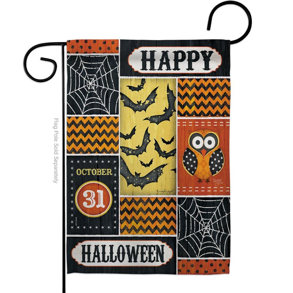 Breeze Decor 13 in. x 18.5 in. Halloween Happy Garden Flag Double-Sided ...