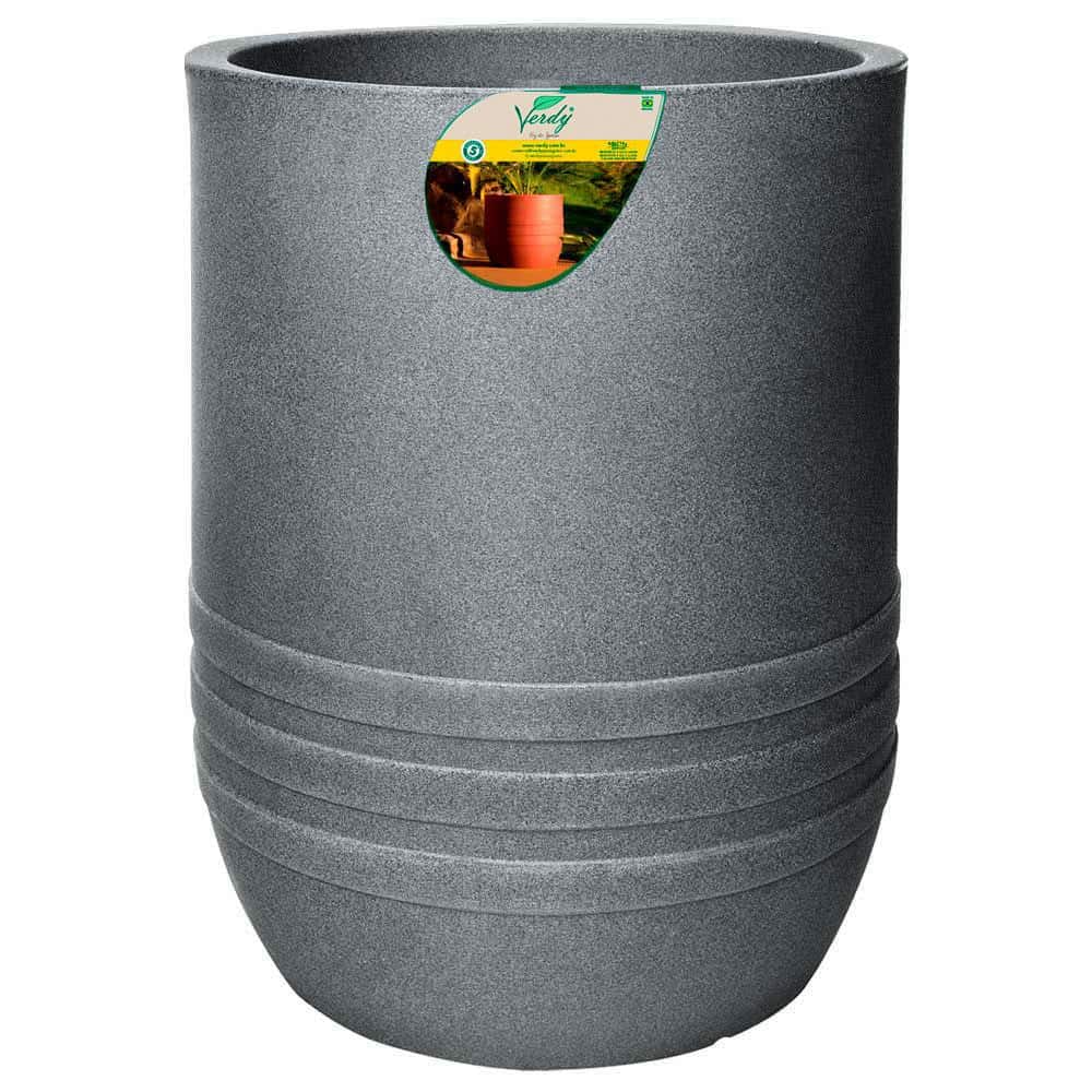 FLORIDIS 22 in. Foz do Iguacu Dark Gray Tall Round Plastic Planter for ...