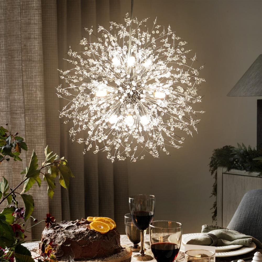 Rennnsan Eli 9-Light Dimmable Chrome Starburst Sphere Chandelier with ...