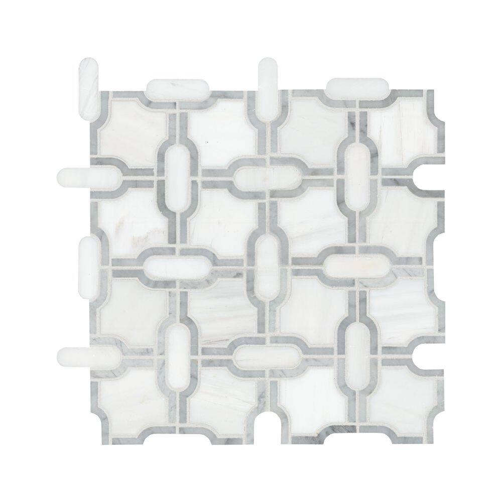 Reviews for MSI Bianco Gridwork 12 in. x 12 in. Polished Marble Mesh ...
