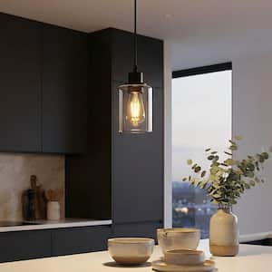 YANSUN 3-Light Cluster Black Glass Pendant Lights, Water Ripple Round ...