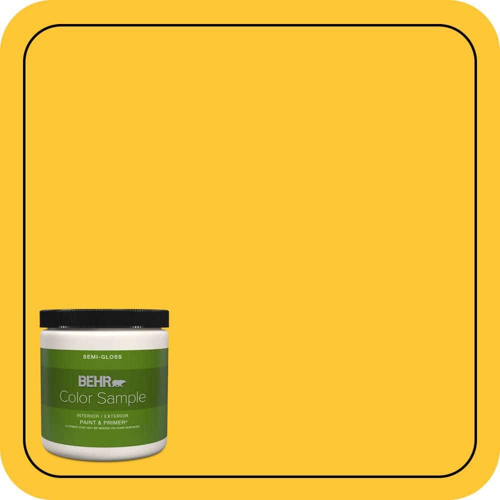 BEHR PREMIUM PLUS 8 oz. #330B-7 Sunflower Semi-Gloss Interior/Exterior ...