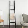 Litton Lane 73 in. Tall Black Handmade Wood Slanted Ladder with Wider ...