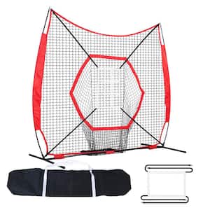 VEVOR 7 ft. x 7 ft. Baseball Softball Practice Net with Strike Zone ...