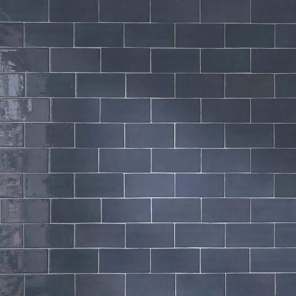 MOLOVO New Country Deep Blue 5.9 in. x 2.95 in. Polished Ceramic Tile ...
