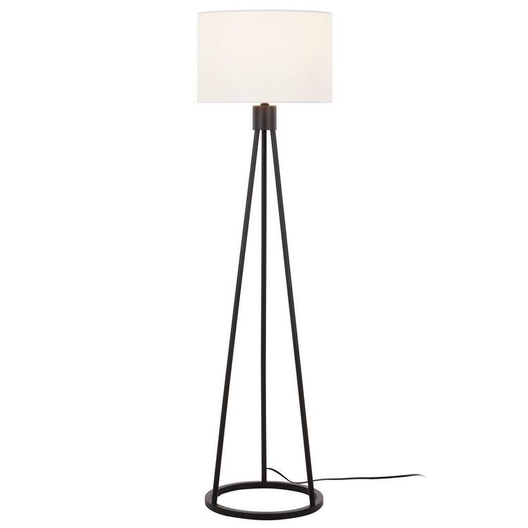 Hampton Bay Higgins 56.25 in. Black Tripod Floor Lamp with Round Base ...