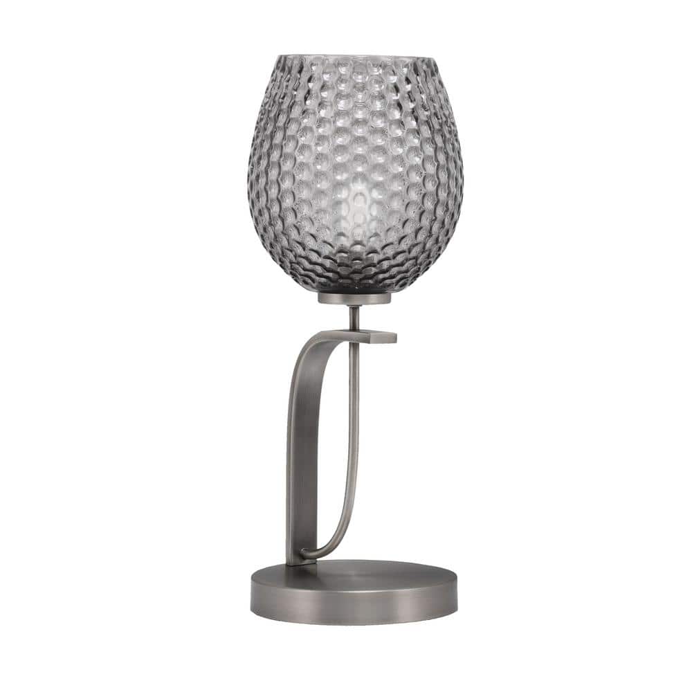 Olympia 18.75 in. Graphite Piano Desk Lamp with Smoke Textured Glass ...