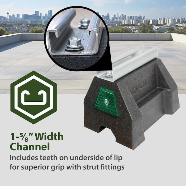Adamax 5 in. Rooftop Support Block with 14-Gauge Steel Solid Strut ...