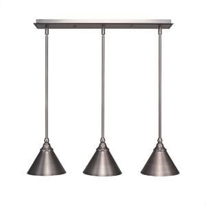 Livingston 100-Watt 3 Light Brushed Nickel Linear Pendant Light with 6 ...