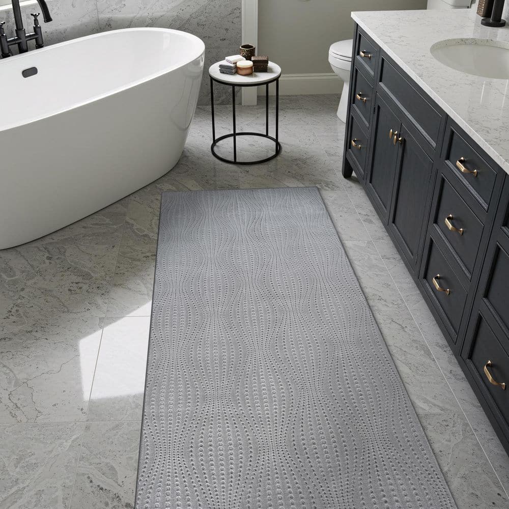 Beverly Rug Harmony 2 x 7 ft. Grey Non-Slip Rubber Back Washable ...