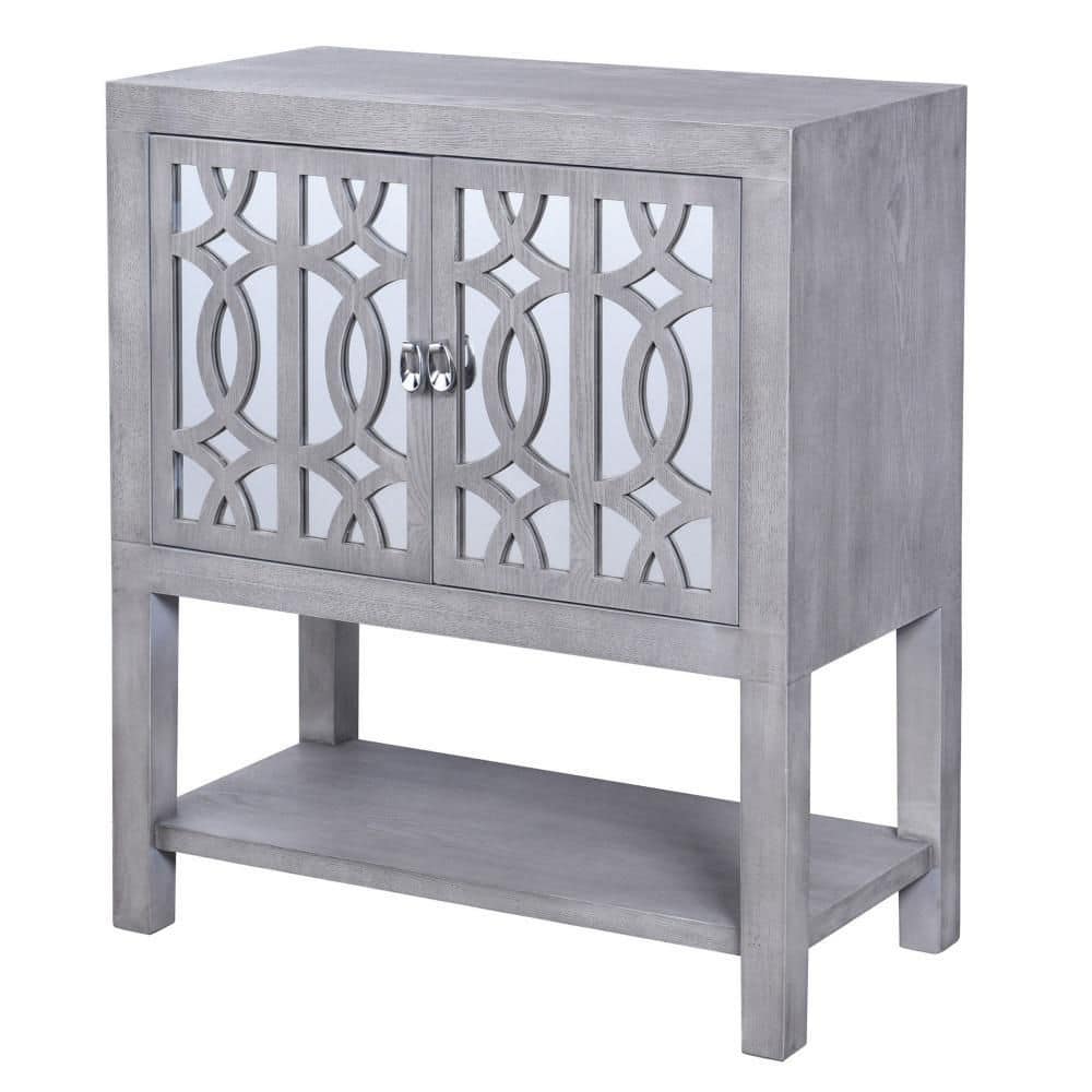 StyleCraft Gray Gray Washed, Mirrored Accent Cabinet SF26382DS - The ...