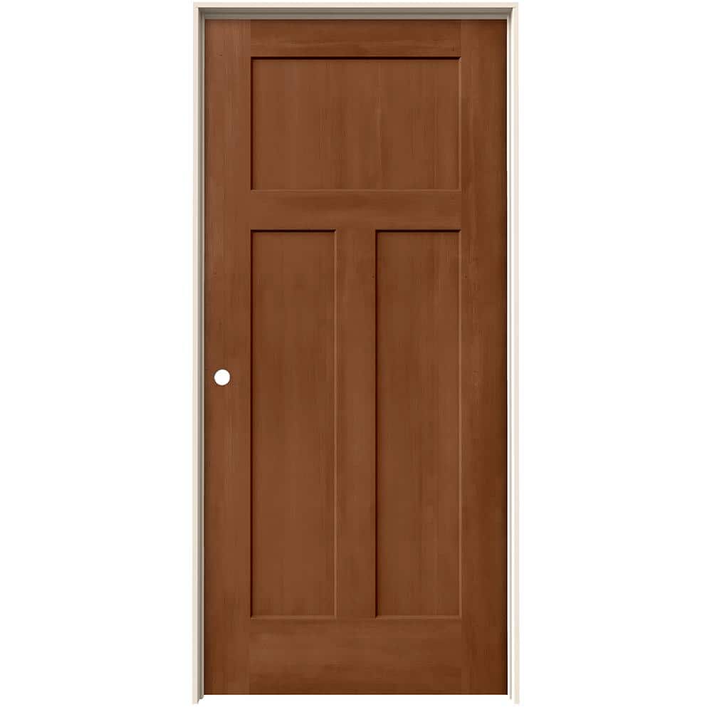 JELD-WEN 36 in. x 80 in. Craftsman Hazelnut Stain Right-Hand Solid Core ...