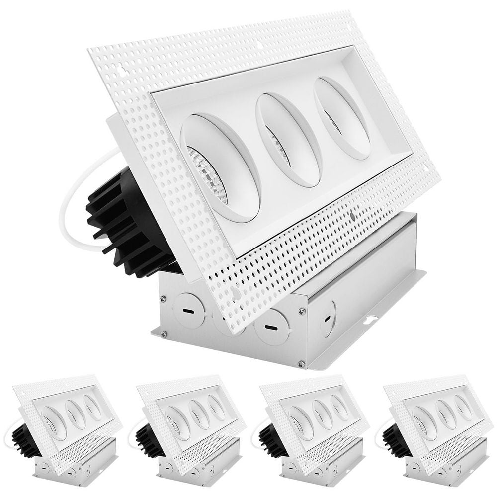 LUXRITE 3-Head Integrated LED Rectangle Regressed Trimless Gimbal Light ...