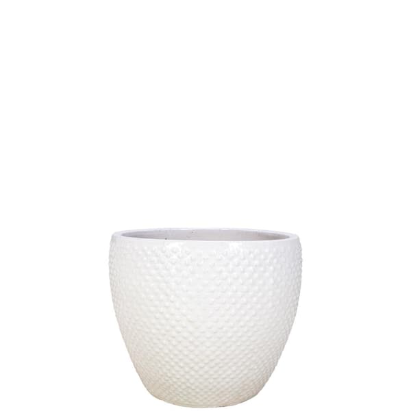 9 in. Crackle White Ceramic Mila TC Planter GGC-774A-CWT - The Home Depot