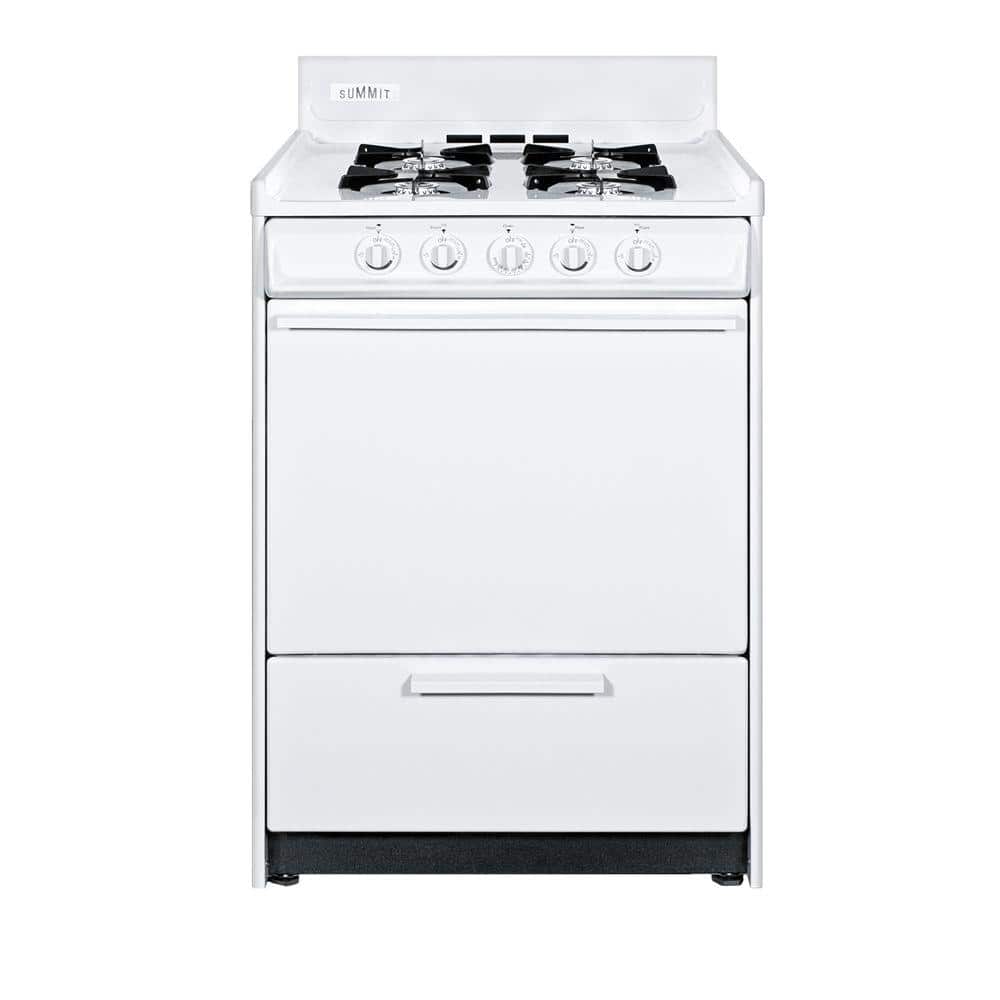 Summit Appliance 24 in. 2.92 cu. ft. Gas Range in White WNM6107 - The ...
