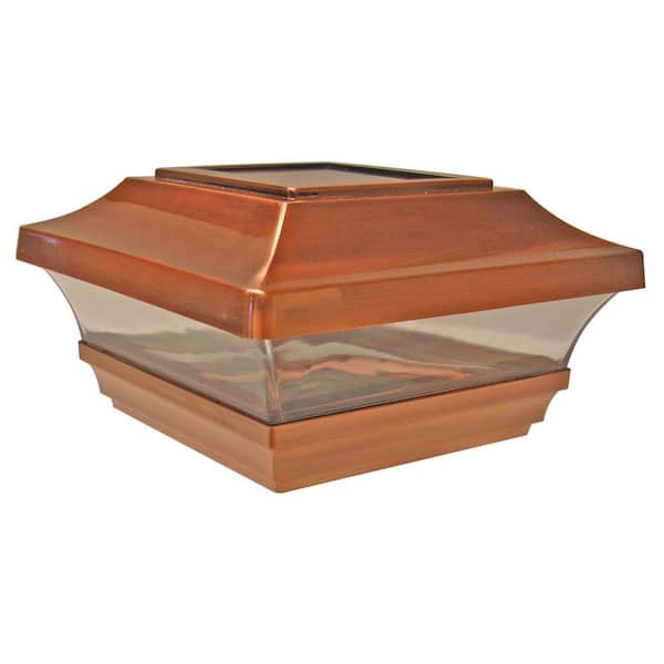 Veranda 4 in. x 4 in. Plastic Electroplated Copper Solar Post Cap ...