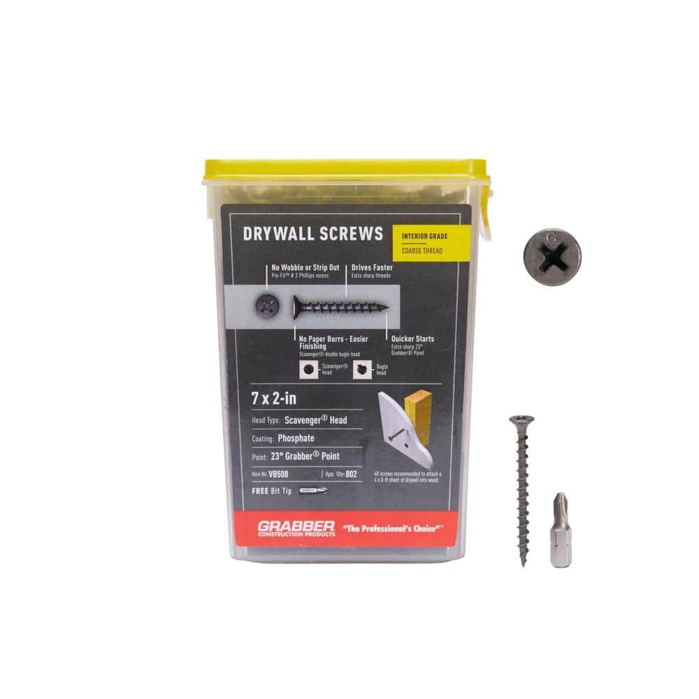 Grabber #7 x 2 in. Phillips Scavenger Head Drywall Screws (5 lb. box ...