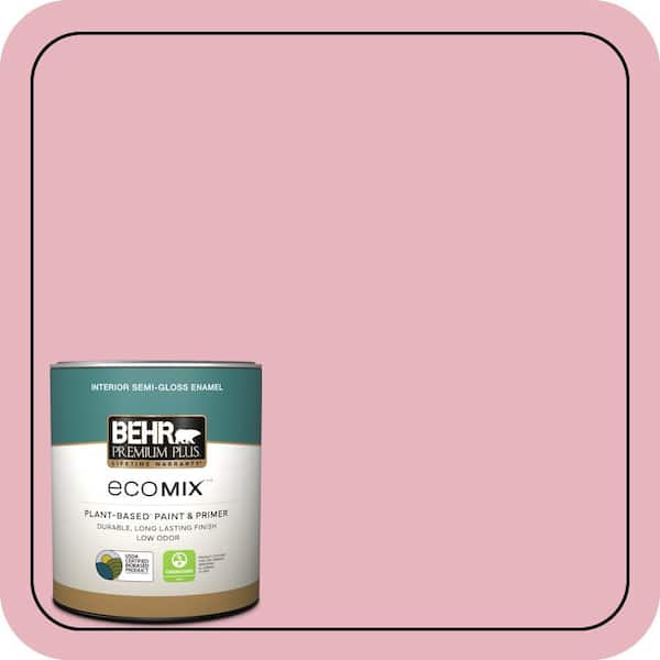 BEHR PREMIUM PLUS 1 qt. #110C-2 Colonial Rose Semi-Gloss Enamel EcoMix ...