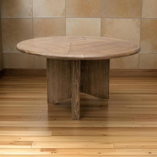 Benjara Loe Brown Wood 53.5 in. Pedestal Open Dining Table Seats 4 ...