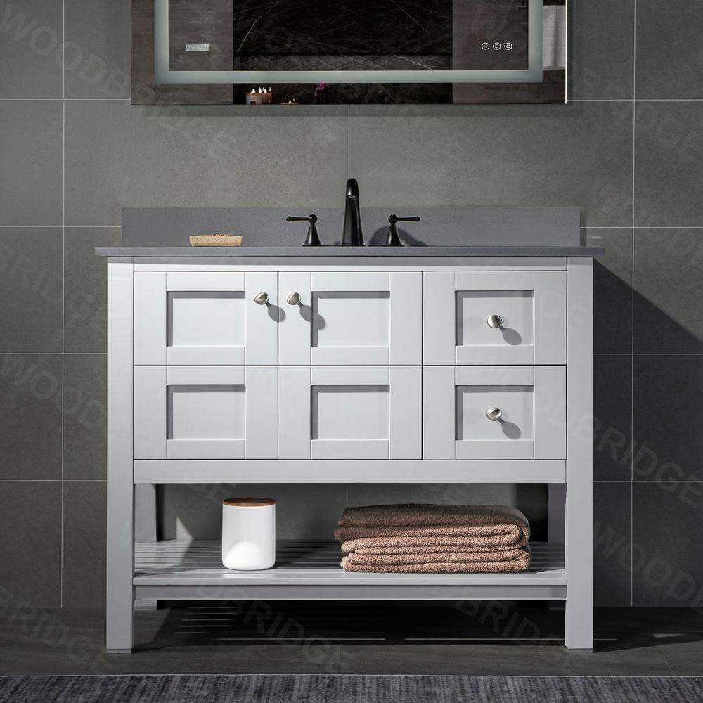 WOODBRIDGE Sydney 43 in. W x 22 in. D x 38 in. H Bath Vanity in White ...