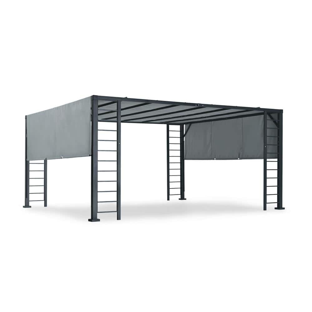 EGEIROSLIFE 13 ft. x 15 ft. Aluminum Outdoor Pergola with Gray ...