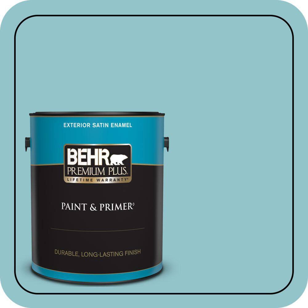 BEHR PREMIUM PLUS 1 gal. #MQ6-32 Cosmic Blue Satin Enamel Exterior ...