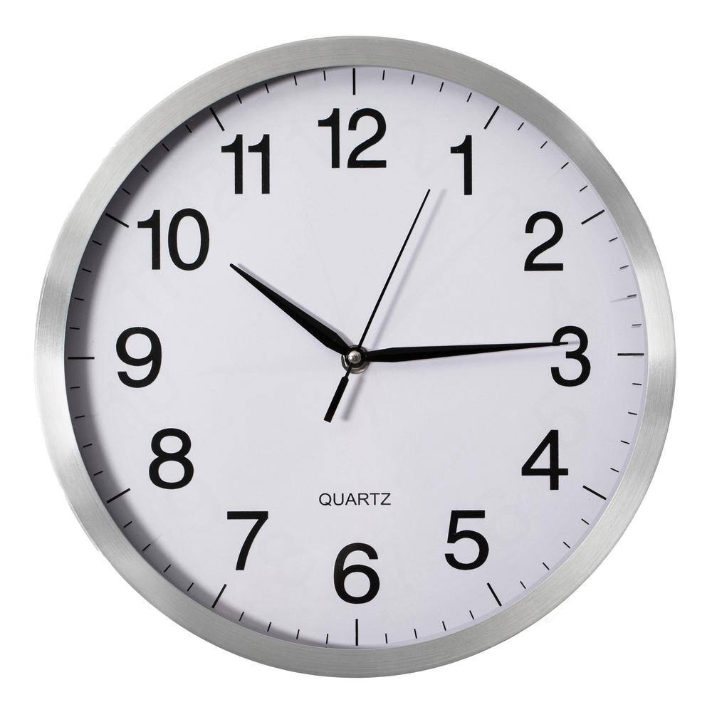 CLOCKSWISE 12 in. Round Quartz Wall Clock Non-Ticking Battery Operated ...