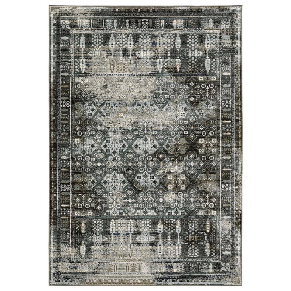 AVERLEY HOME Galleria Charcoal 4 ft. x 6 ft. Oriental Distressed Floral ...