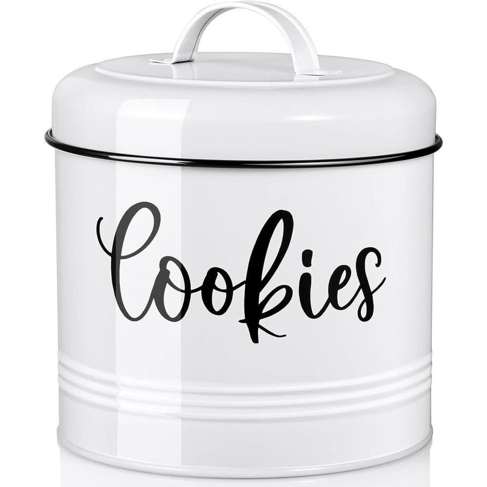 Wudkey 1 Piece White Cookie Jar for Kitchen Counter, Vintage Cookie Jar ...