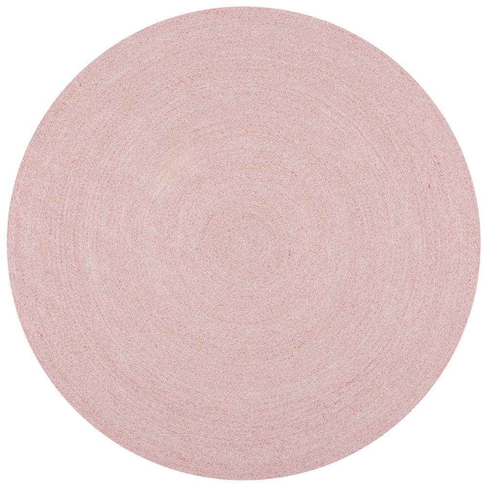 SAFAVIEH Cape Cod Pink 4 ft. x 4 ft. Braided Solid Color Round Area Rug ...