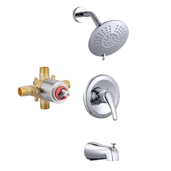 ARCORA Single Handle 5-Spray Tub and Shower Faucet 1.8 GPM in. Spot Defense Chrome Valve ...