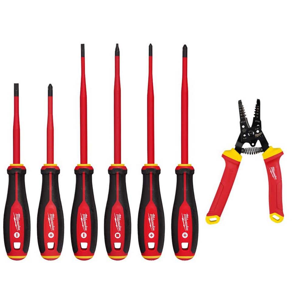 Milwaukee 1000-Volt Insulated Slim Tip Screwdriver Set with 1000-Volt ...