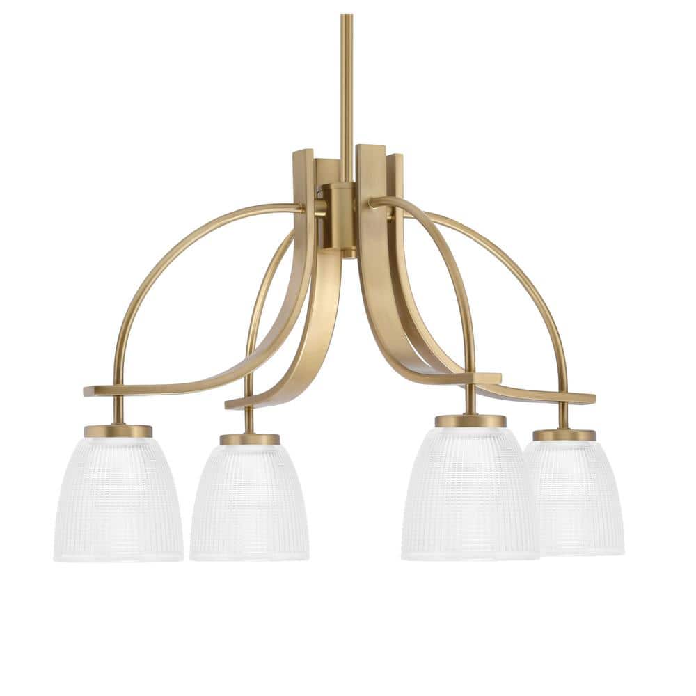 Olympia 14.5 in. 4-Light New Age Brass Downlight Chandelier Clear ...
