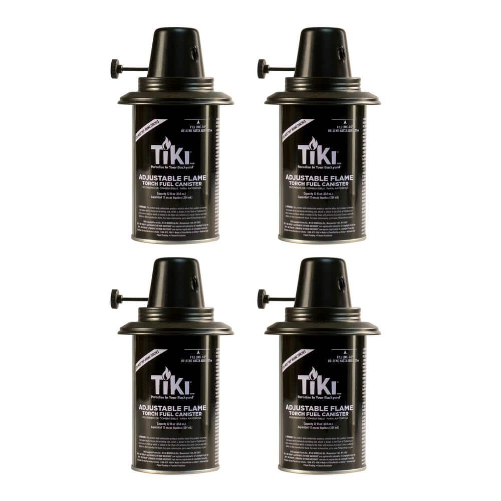 TIKI 12 oz. Black Metal Adjustable Flame Replacement Torch Canister (4 ...