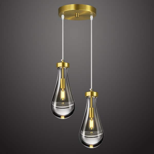 ZHLWIN Raindrop 60W 2-Light Teardrop Gold Hanging Light Fixtures Modern ...