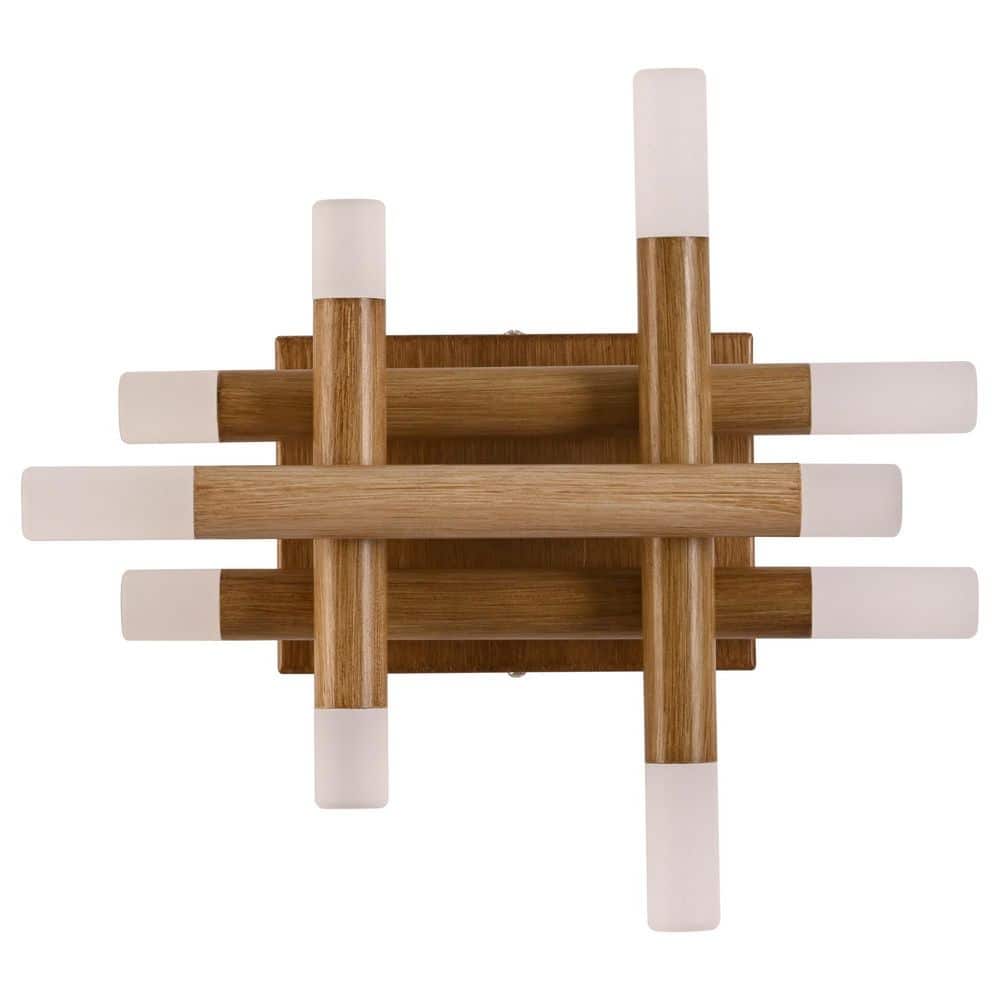 Oaks Aura Kyoto 8-Light Light Oak Integrated LED Scandi Minimalist Wall ...