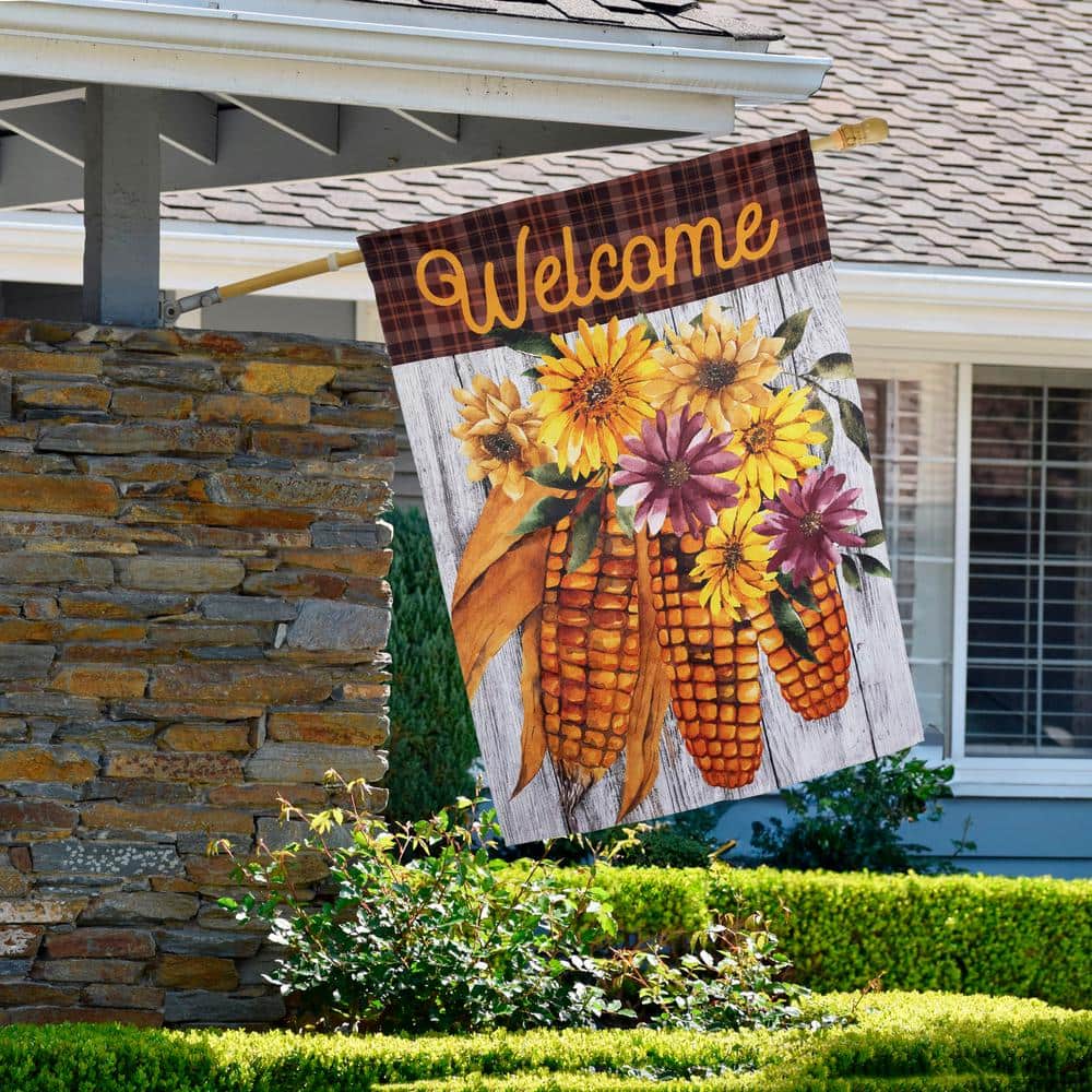 Northlight Indian Corn "Welcome" Fall Harvest Outdoor House Flag - 40 ...