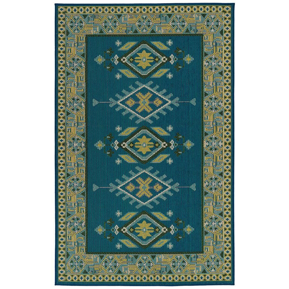 Kaleen Lee Boulevard Collection Blue 4 ft. x 6 ft. Oriental Indoor ...