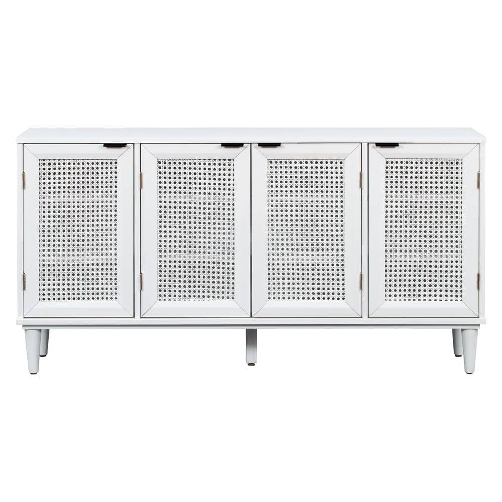 Angel Sar 58 in W. White Large Storage Space Sideboard with Four ...