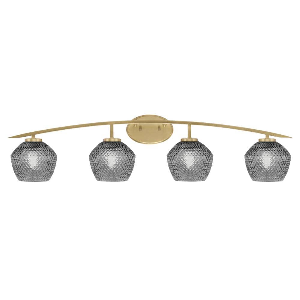 Siena 40 in. 4-Light Vanity Light New Age Brass with Smoke Textured ...