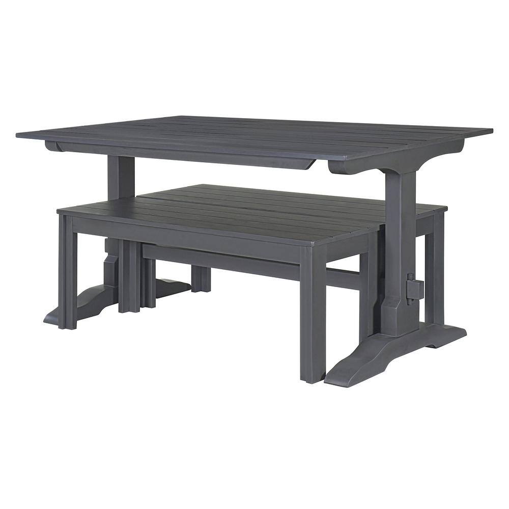 Polibi 3-Piece Retro Gray Wood Top Dining Room Set Seats 2 RS-96555-AAE ...