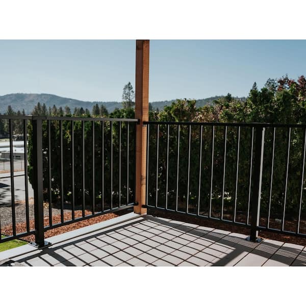 CityPost Modern Vertical Picket 36 in. H x 6 ft. Black Metal Horizontal Railing Kit CPP-06-BK-D ...