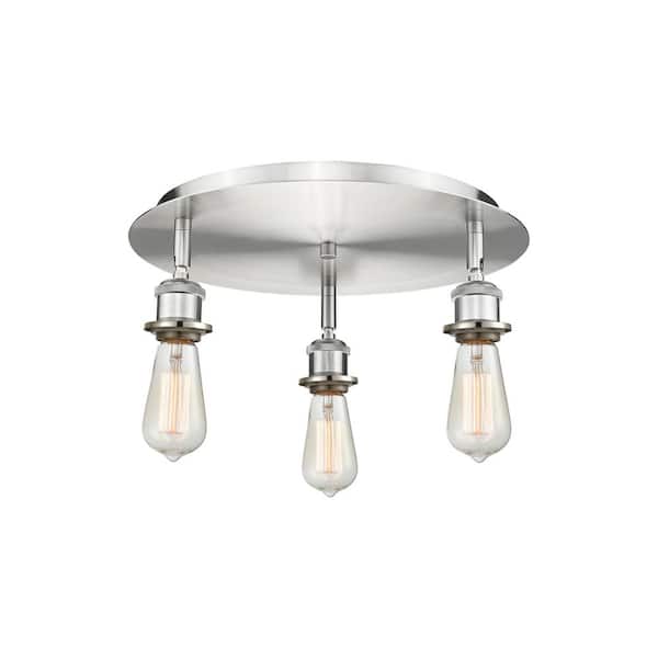Innovations Ballston 11.75 in. 3-Light Industrial Satin Nickel Flush ...