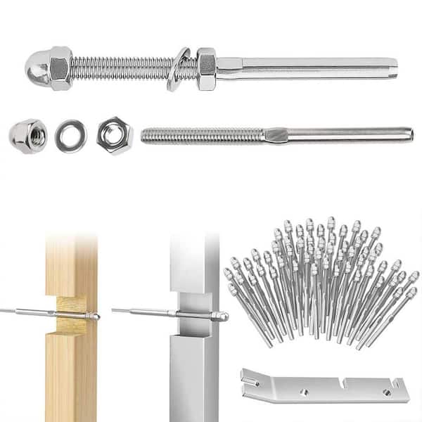 Afoxsos 60 Pack Cable Railing Swage Threaded Stud Tension End Fitting ...