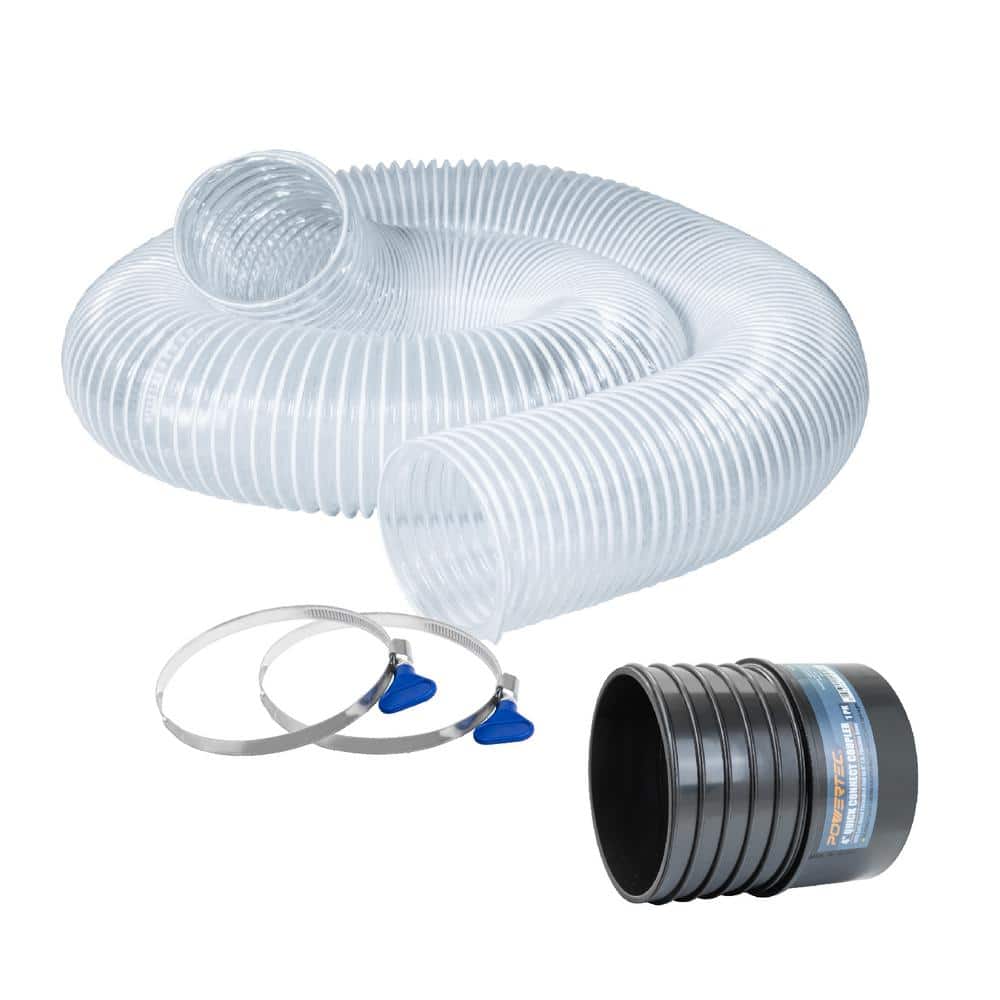 ‎POWERTEC 4 in. x 10 ft. Dust Collection Hose with 2 Key Hose Clamps ...