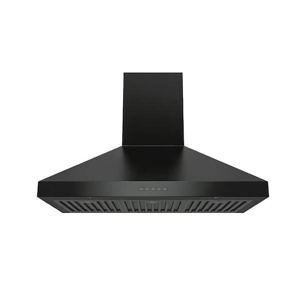 HAUSLANE 36 in. Convertible Wall Mount Range Hood with Changeable LED ...