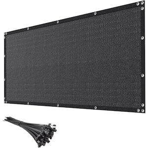 44 in. x 50 ft. Black Mesh Fabric Privacy Fence Screen with Integrated ...