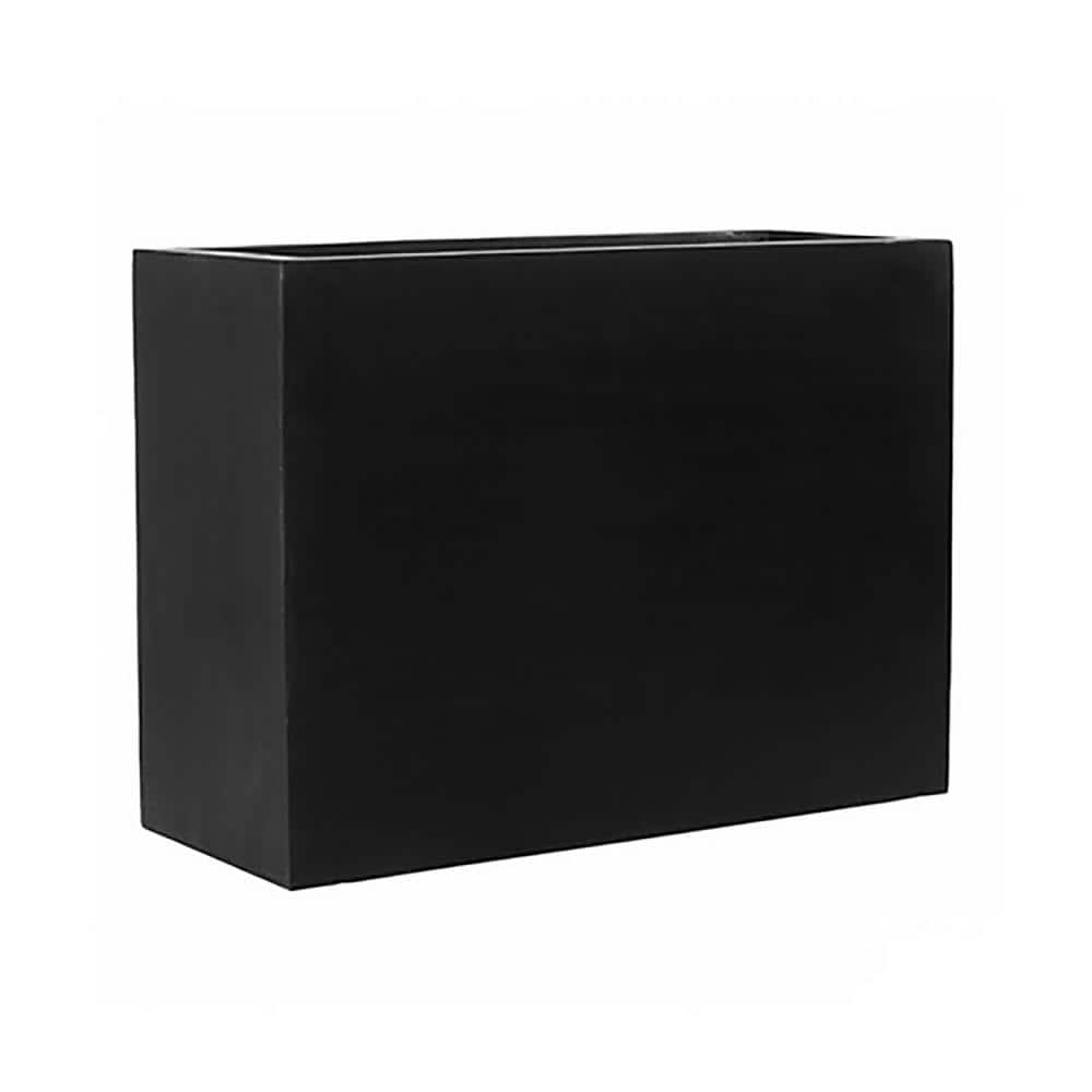 Vasesource 15 in. x 28 in. Matte Black Fiberstone Rectangular Planter ...
