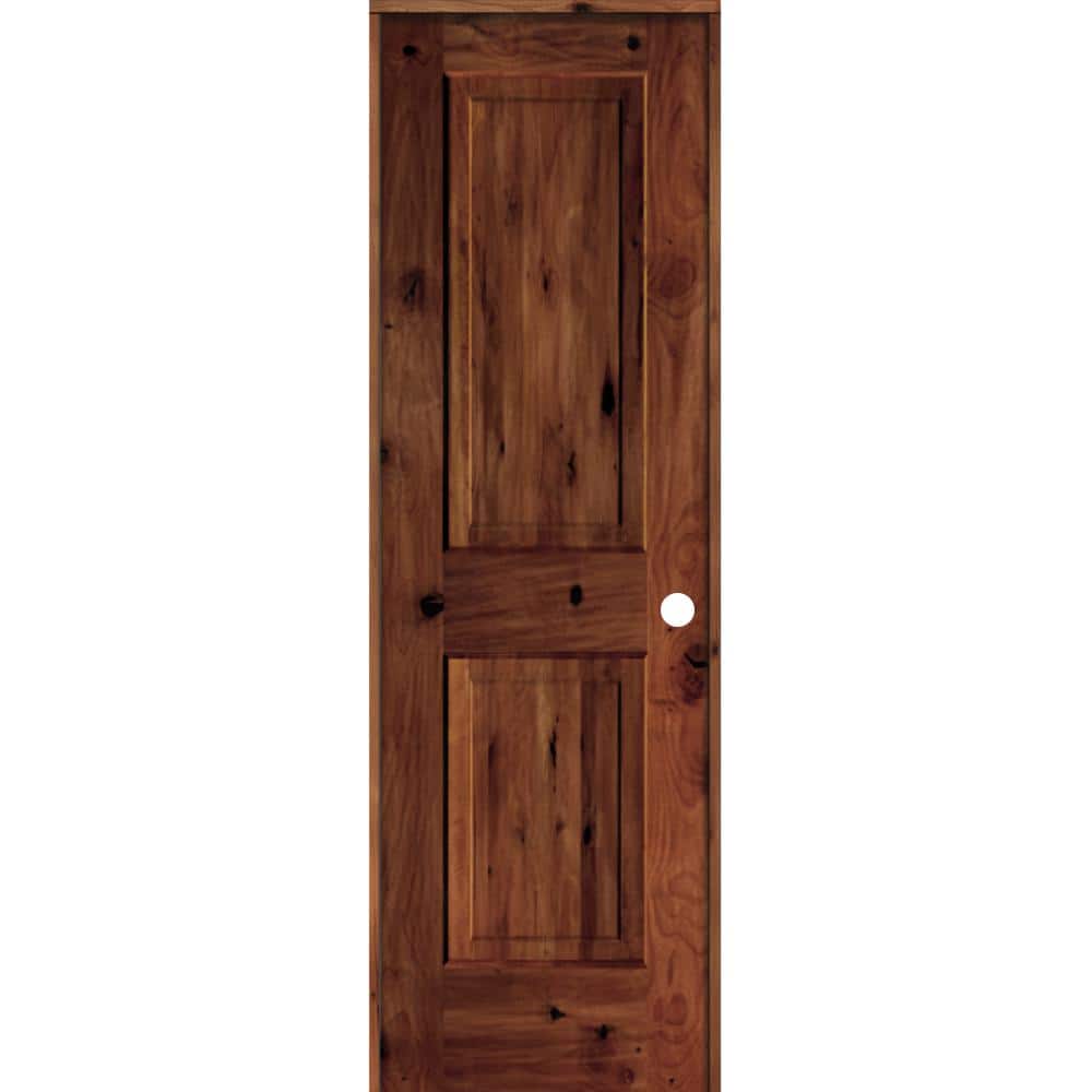Krosswood Doors 18 in. x 80 in. Rustic Knotty Alder Wood 2 Panel Left ...